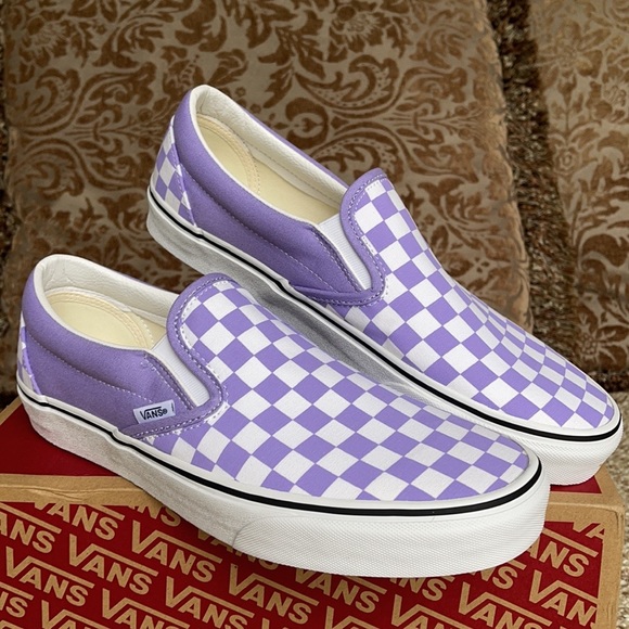 Vans | Shoes | Vans Classic Slip On Checkerboard Violet Tulip Men ...